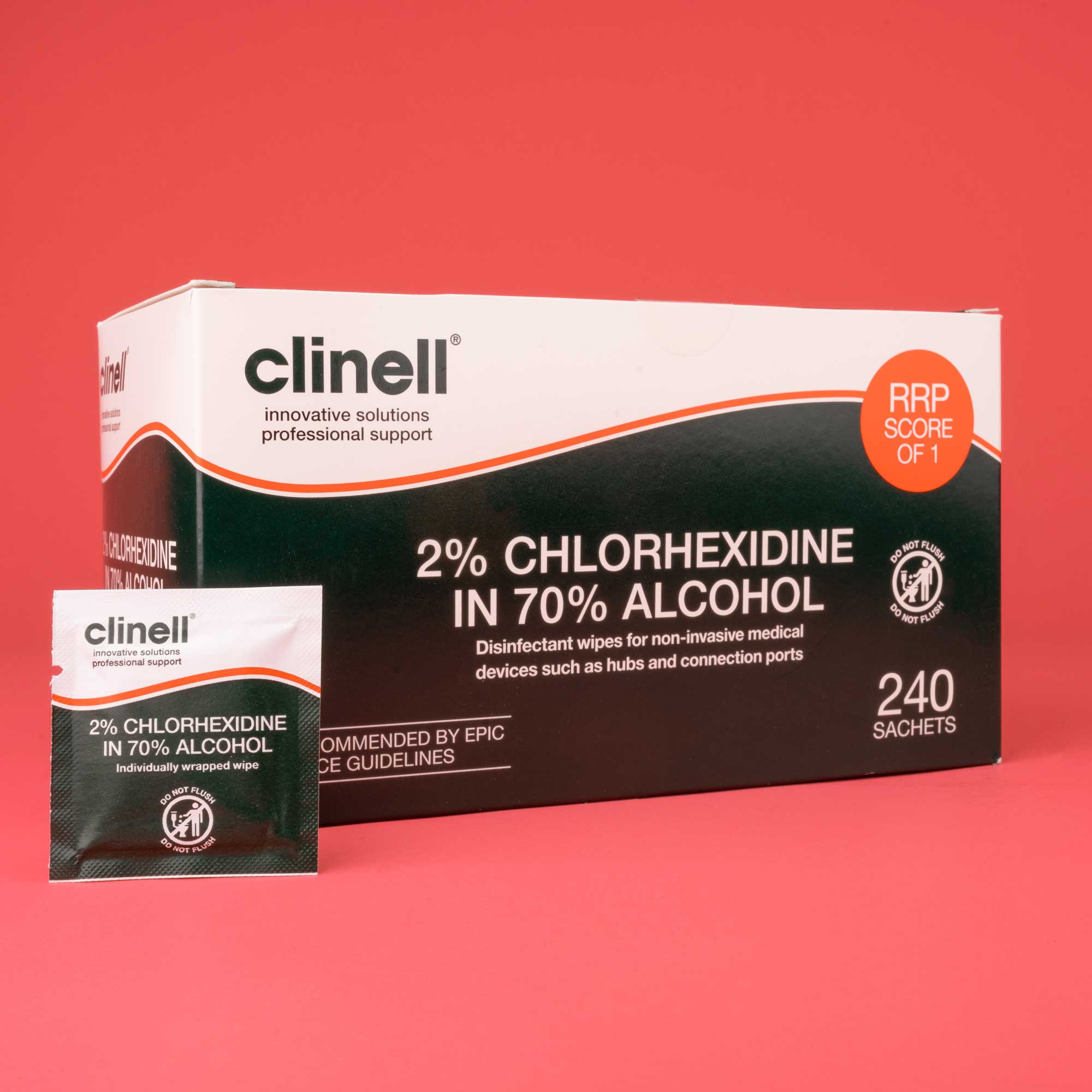 25 x Clinell Alcoholic 2% Chlorhexidine in 70% Alcohol Sachet Wipes ...